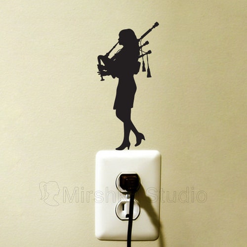 Female Bagpipe Player Light Switch Fabric Sticker Bagpipes | Etsy