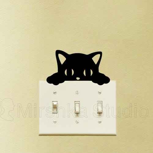 Cute Cat Light Switch Decal Peeking Cat Sticker Kids Room - Etsy