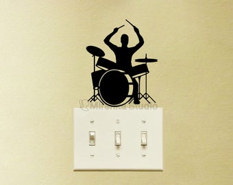 Drummer Girl Light Switch Sticker Drum Set Player Decor | Etsy