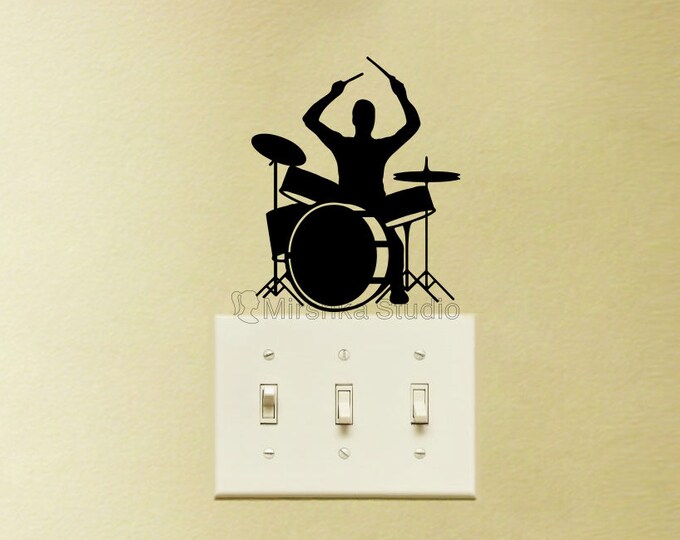 Drum Set Light Switch Velvet Decal Drum Player Decor Music Mac Decal ...