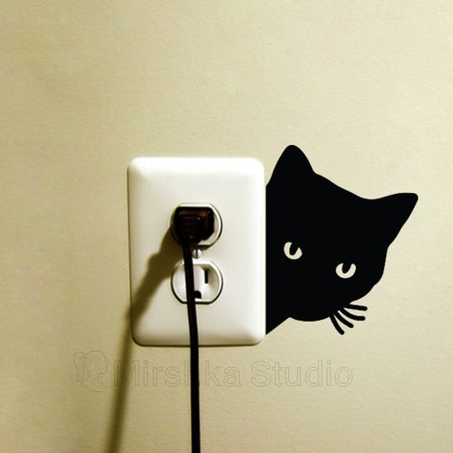 Cute Cat Light Switch Decal Peeking Cat Sticker Kids Room - Etsy