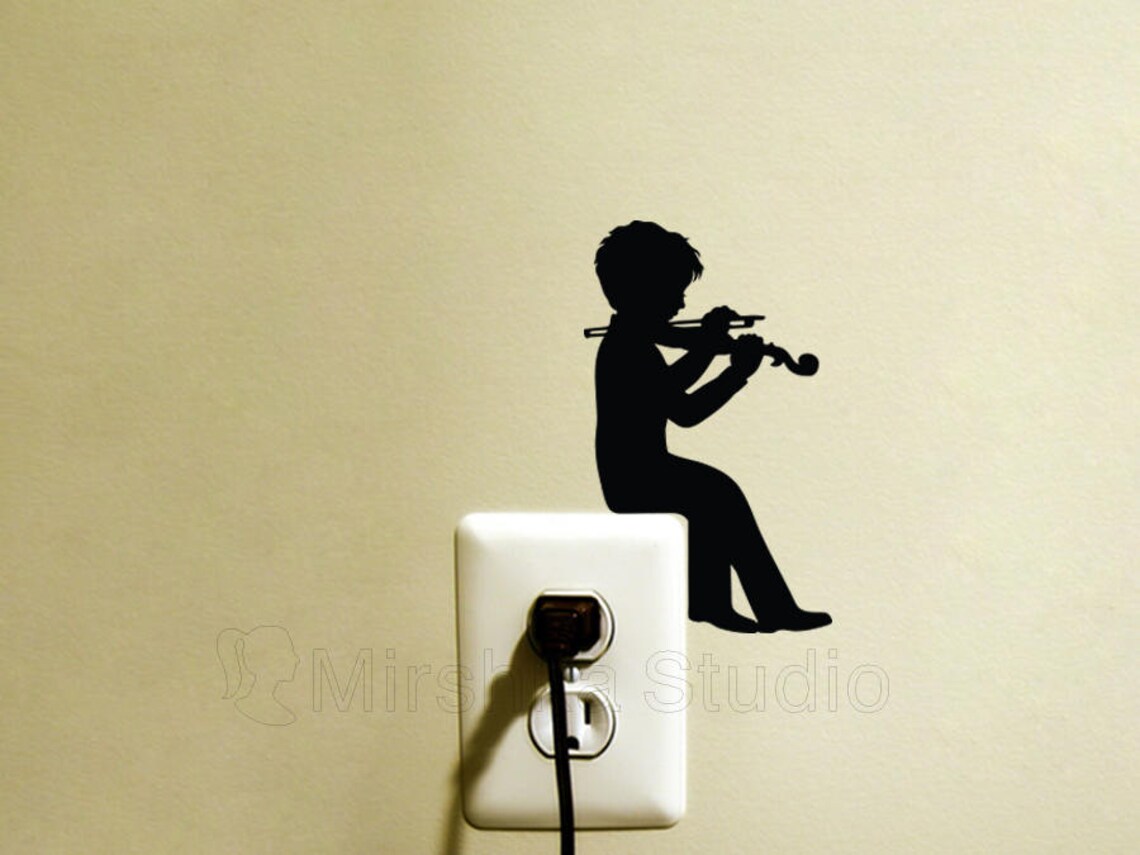 Boy Playing Violin Light Switch Fabric Wall Sticker Music - Etsy