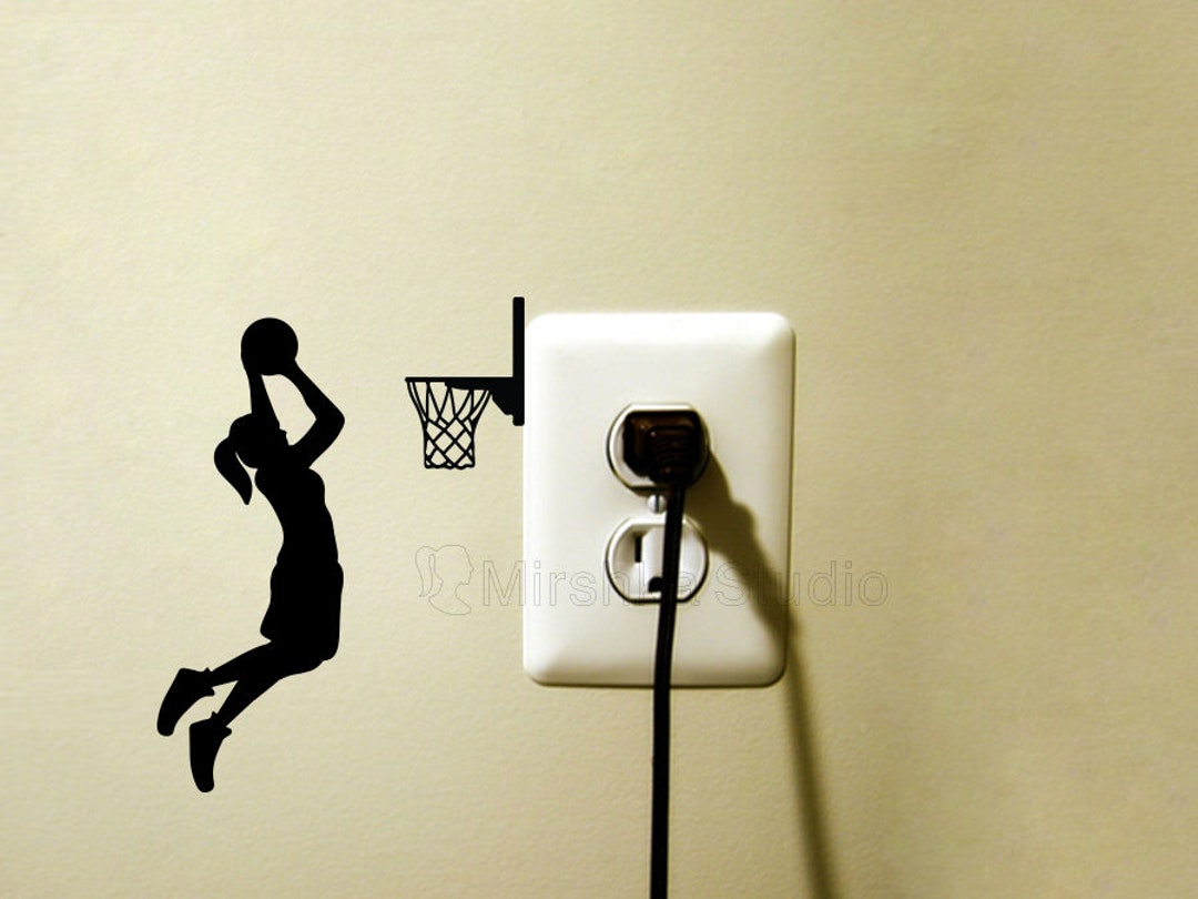 Girl Basketball Gifts Sports Wall Sticker Young Woman Basketball Player ...
