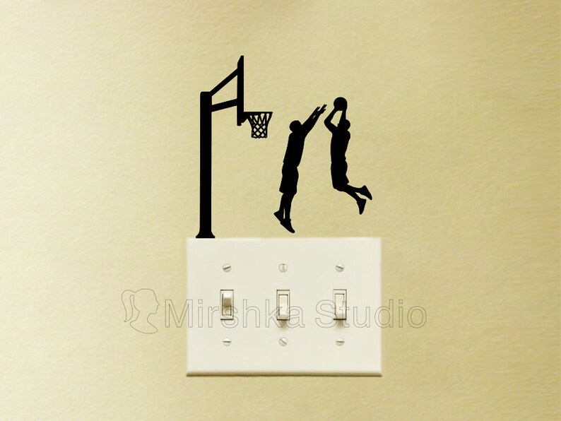 Two Basketball Players Light Switch Fabric Stickers Sport - Etsy