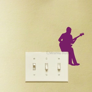 Bass Guitar Player Light Switch Decal Guitarist Wall Sticker Music Wall ...