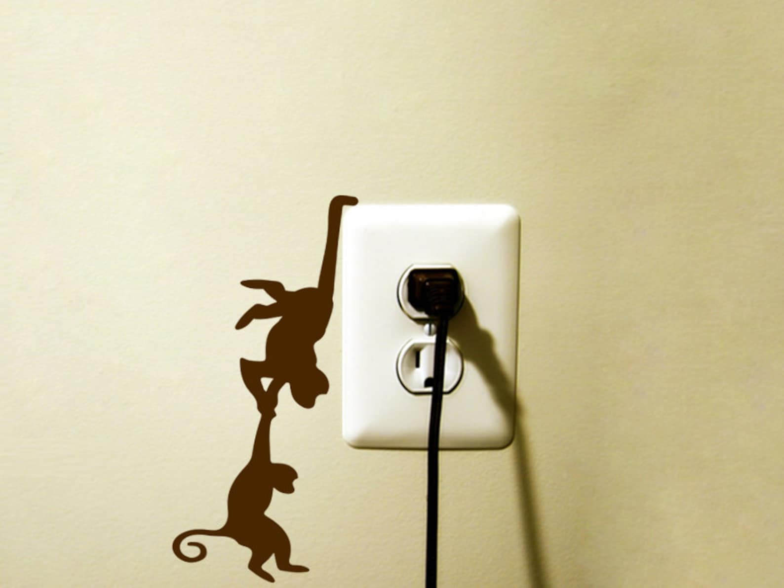 Two Monkeys Velvet Sticker Cute Monkey Swing Vinyl Wall | Etsy