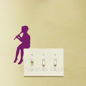 Boy Playing Recorder Flute Wall Sticker Music Wall Decor Musician Gifts ...