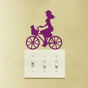 Girl on A Bike Fabric Light Switch Decal Bicycle Sticker Teen Girls ...