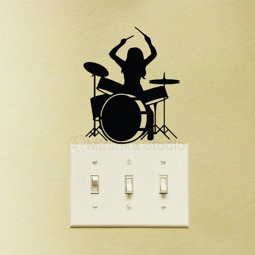 Drummer Girl Light Switch Sticker Drum Set Player Decor - Etsy