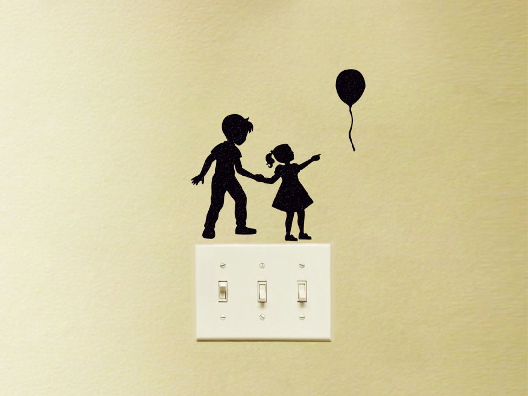 Brother and Sister Fabric Decal Balloon Wall Decor Victorian Art Kids ...