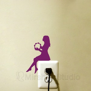 Tambourine Light Switch Fabric Sticker Girl Drummer Player Wall Decal ...