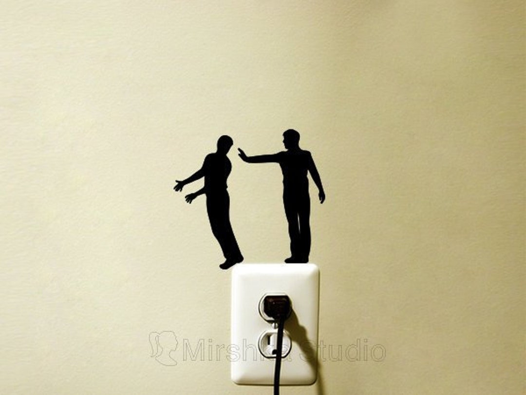 Falling Man Light Switch Fabric Sticker Man Push Vinyl Wall Decal Cool ...
