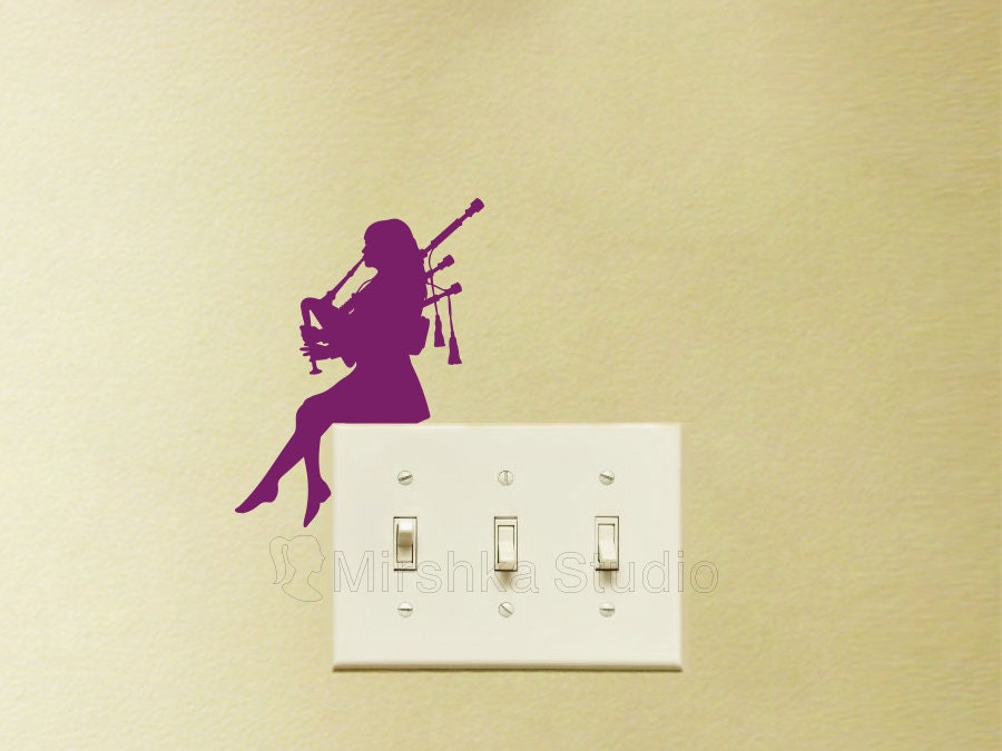 Female Bagpipe Player Light Switch Fabric Sticker Bagpipes | Etsy