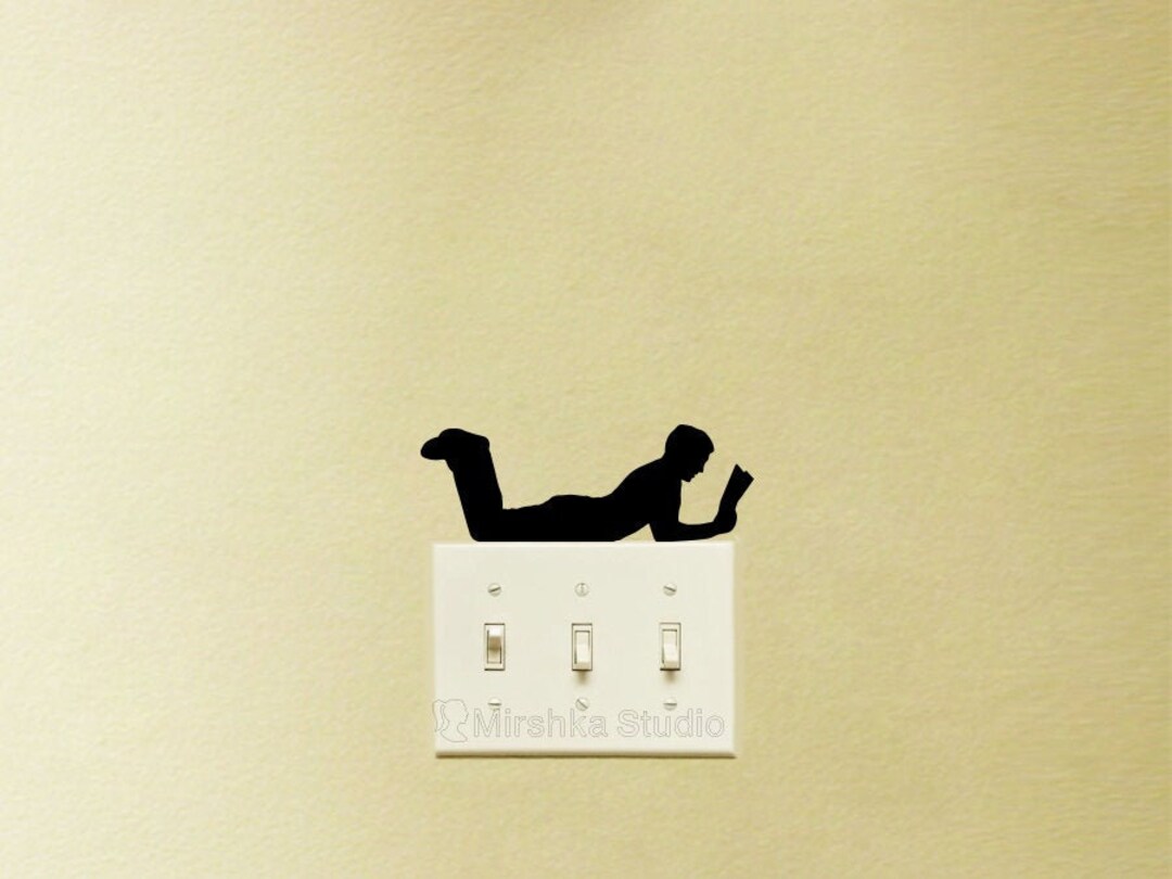 Boy Silhouette Fabric Wall Sticker Man Reading Velvet Wall Decal Teen ...