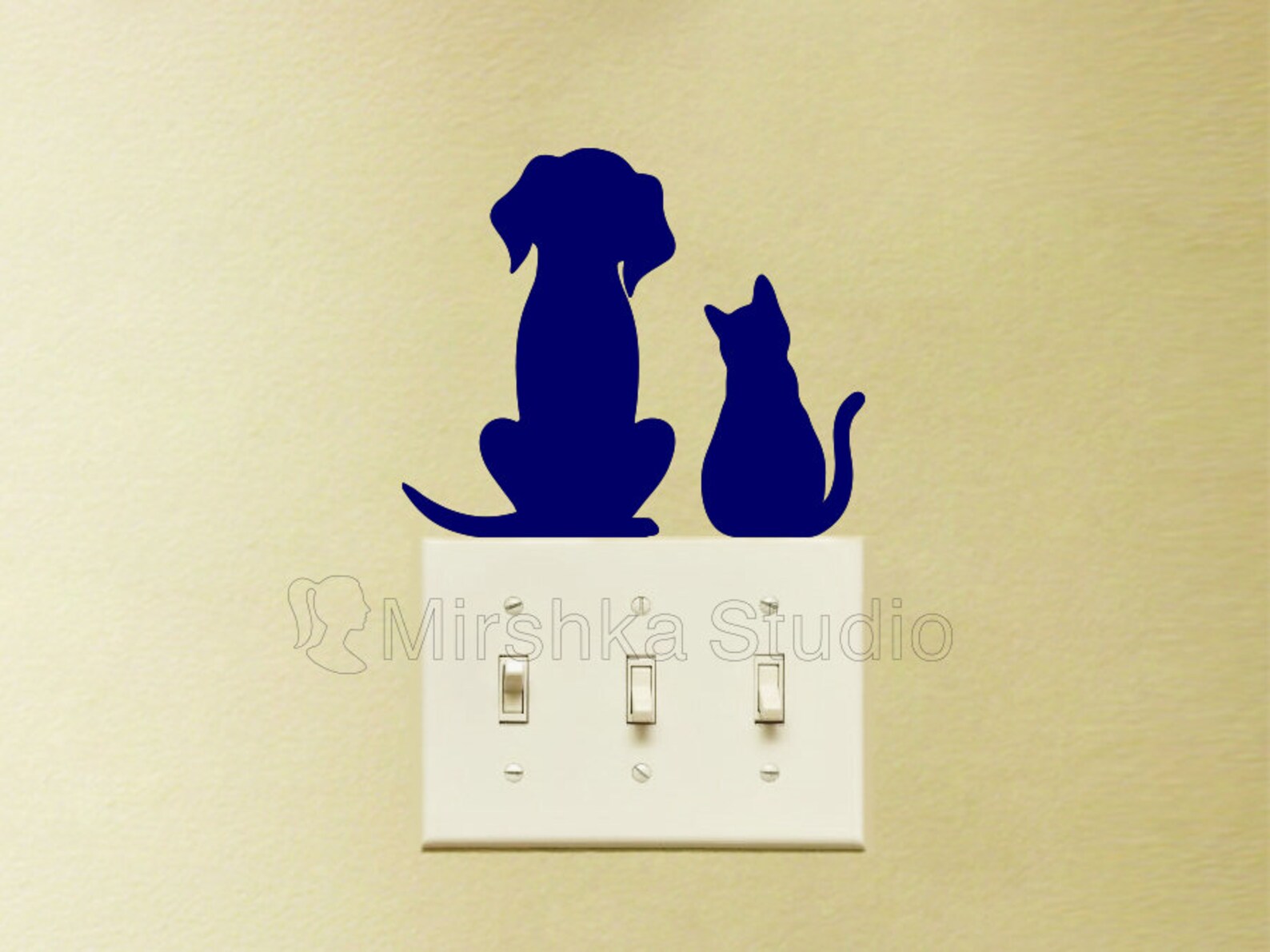Cute Dog and Cat Light Switch Stickers Animal Silhouette | Etsy