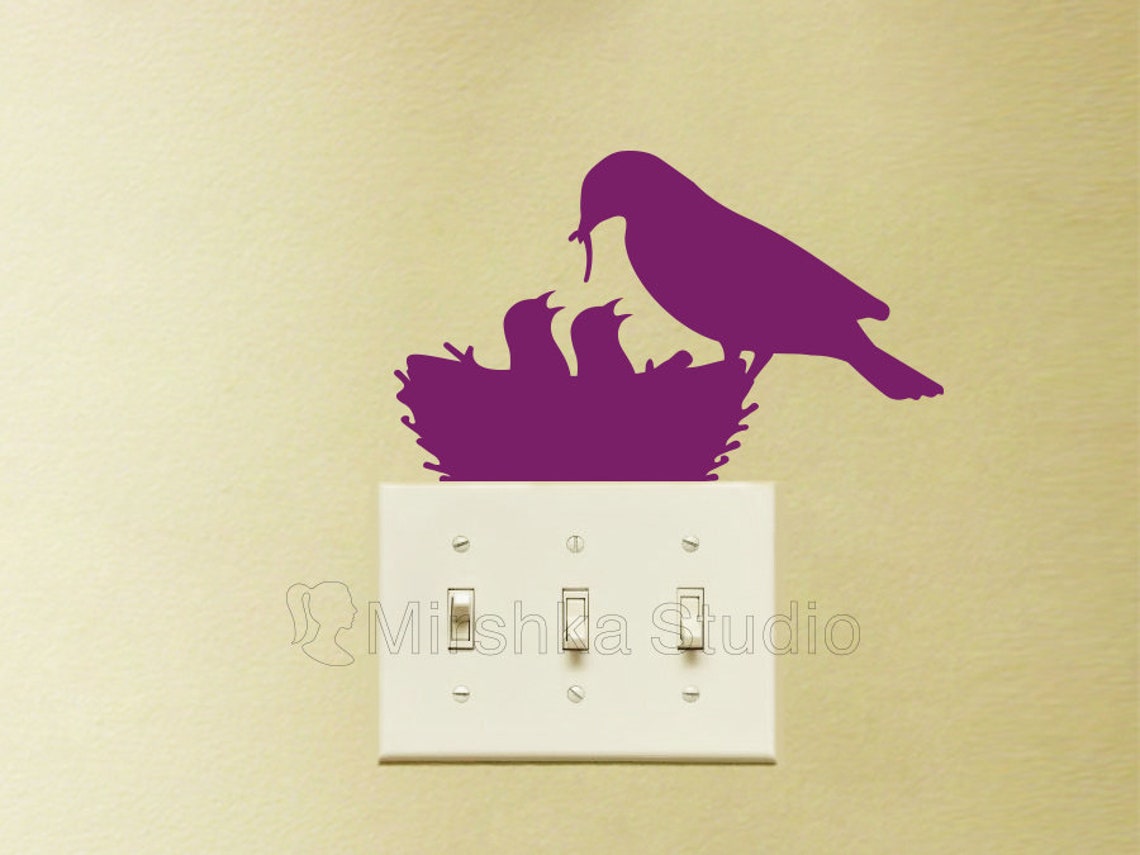 Bird Nest Switch Plate Sticker Animals Wall Decal Kitchen | Etsy