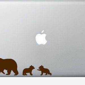 Three Bears Velvet Stickers Grizzly Bear Wall Decal Mama Bear Laptop ...