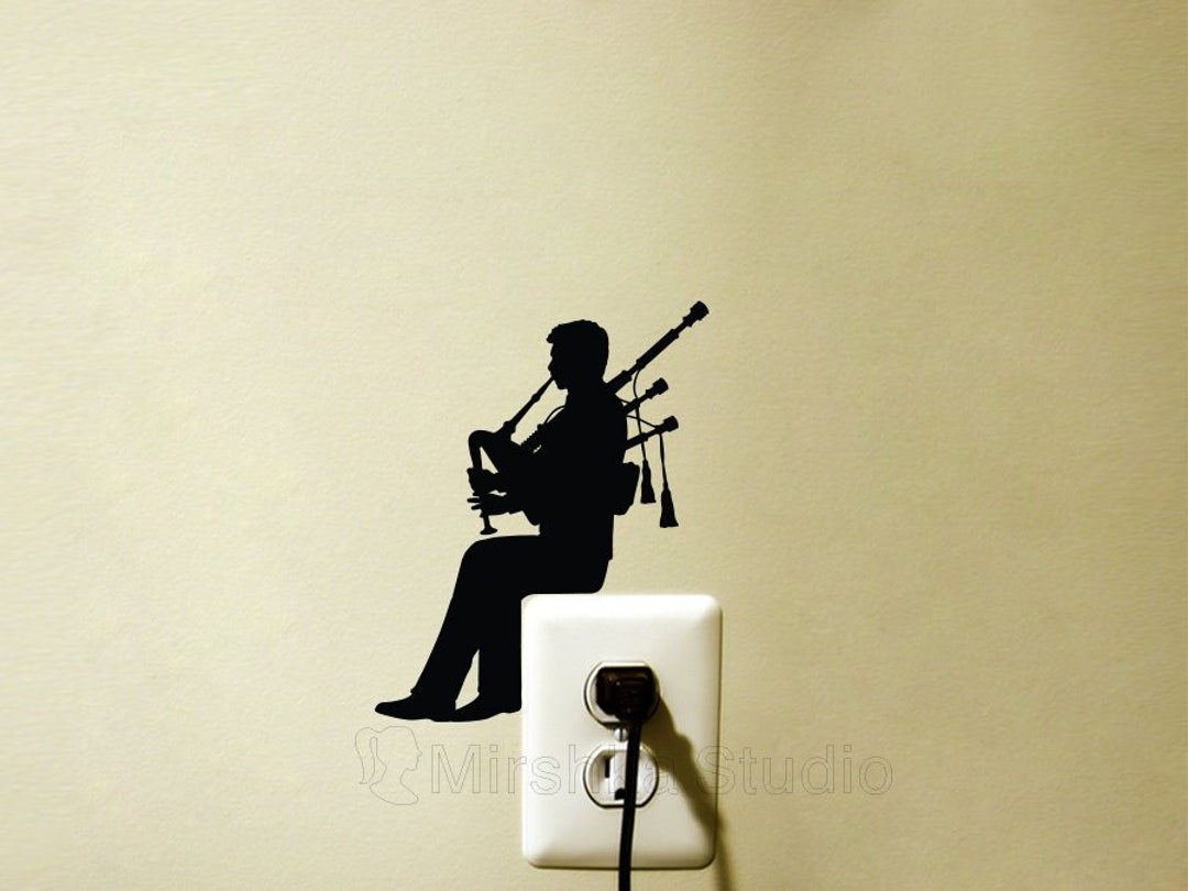Bagpipe Player Light Switch Velvet Sticker Bagpipes Wall Decal Music ...