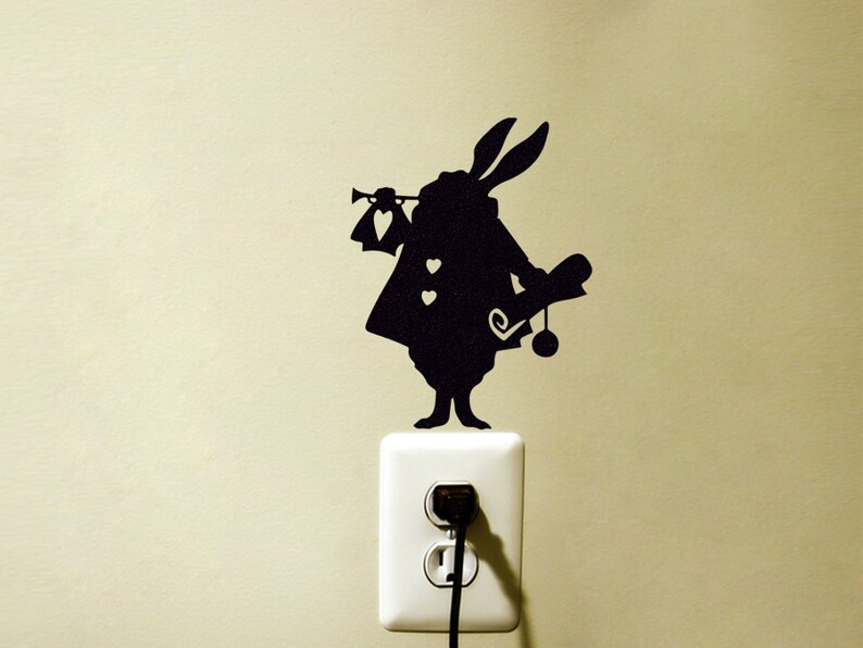 White Rabbit Velvet Sticker Fabric Bunny Rabbit Wall Decal - Etsy