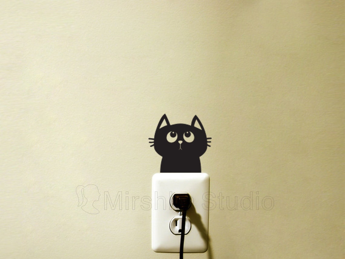 Two Cute Cats Light Switch Stickers Peeking Cats Decal - Etsy Israel
