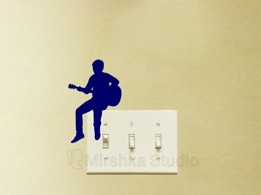 Man Playing Guitar Light Switch Fabric Sticker Acoustic | Etsy