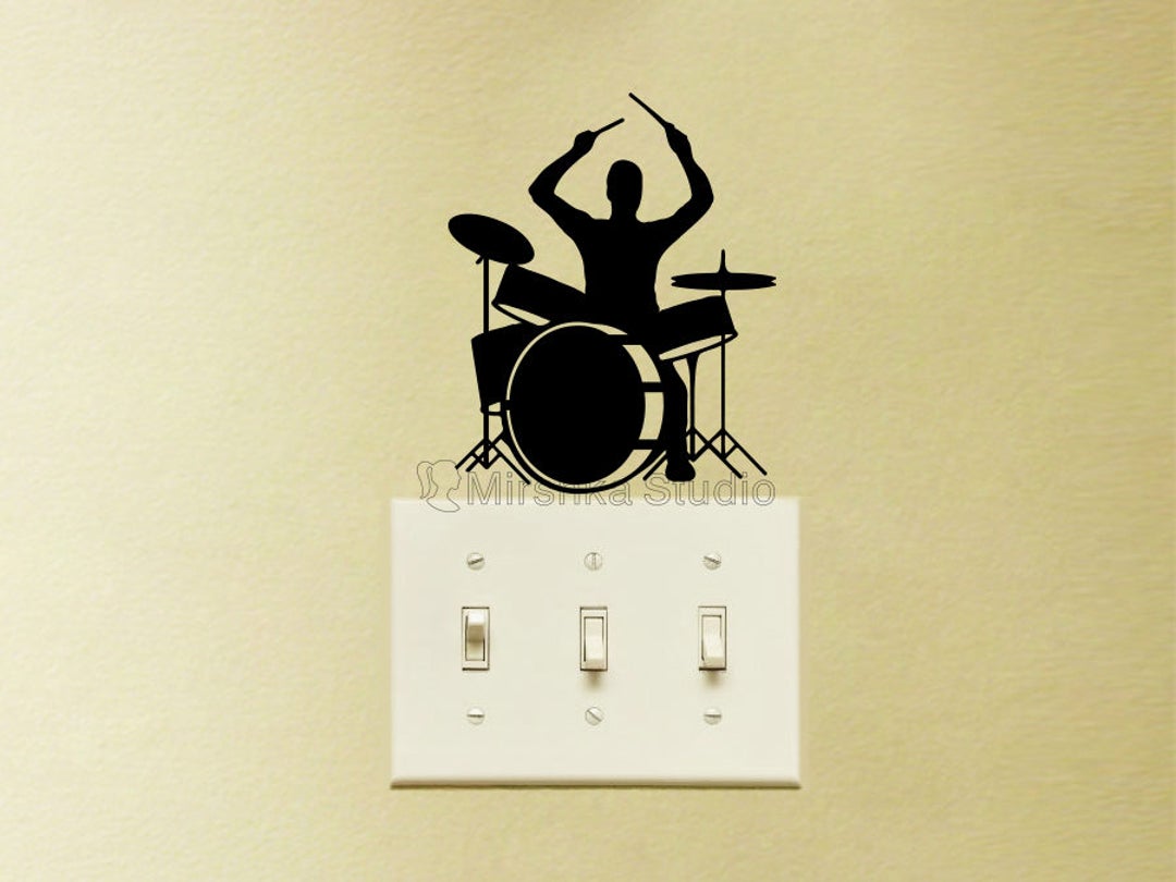 Drum Set Light Switch Velvet Decal Drum Player Decor Music Mac Decal ...
