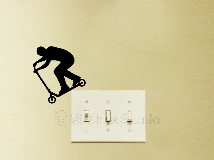 Scooter Light Switch Fabric Sticker Stunt Scooter Vinyl Wall | Etsy