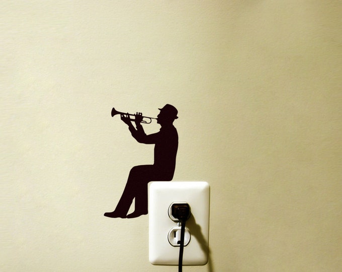 Light Switch Velvet Sticker - Trumpet Wall Decal - Music Wall Art ...