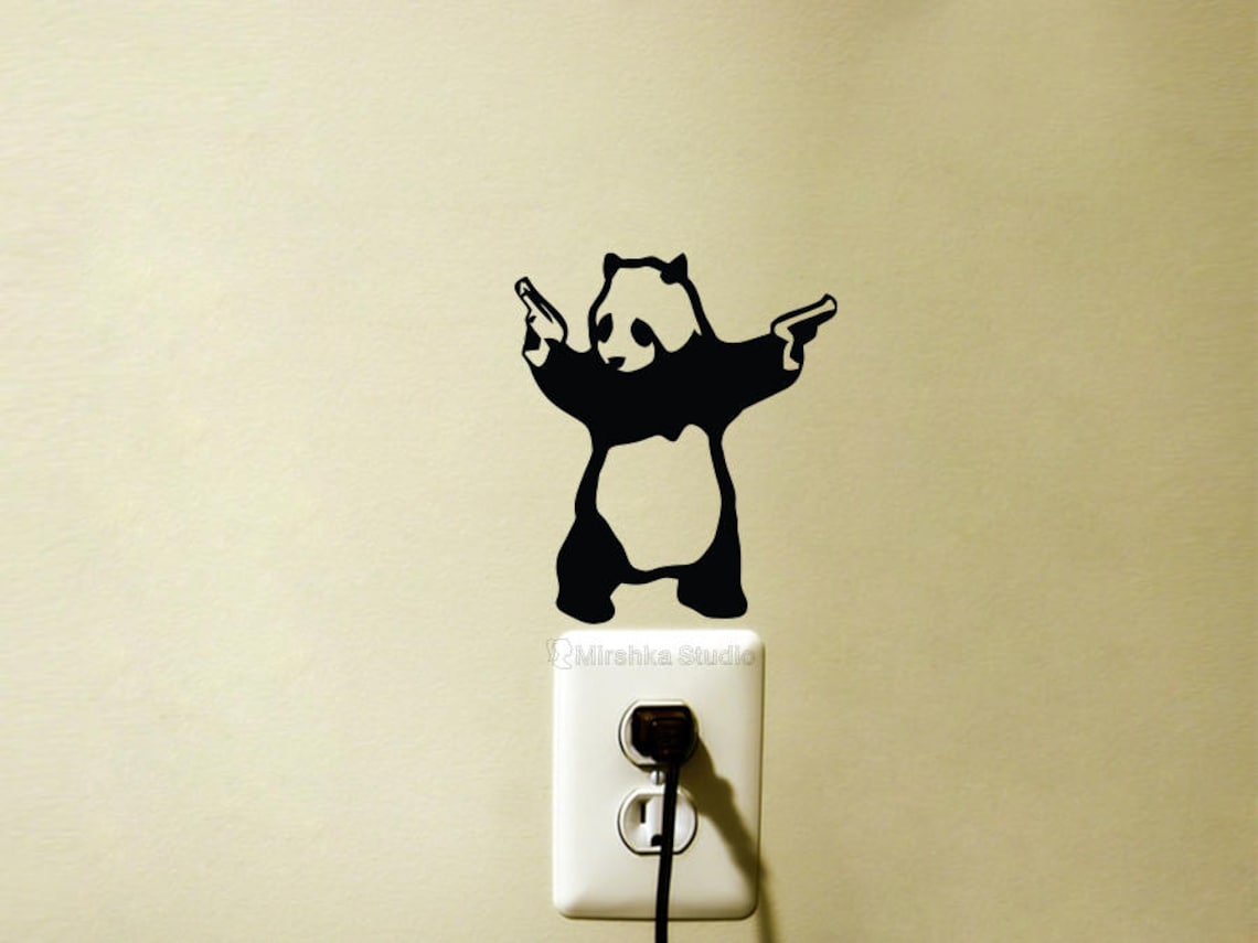 Banksy Panda With Guns Velvet Wall Decal Vinyl Wall Sticker | Etsy