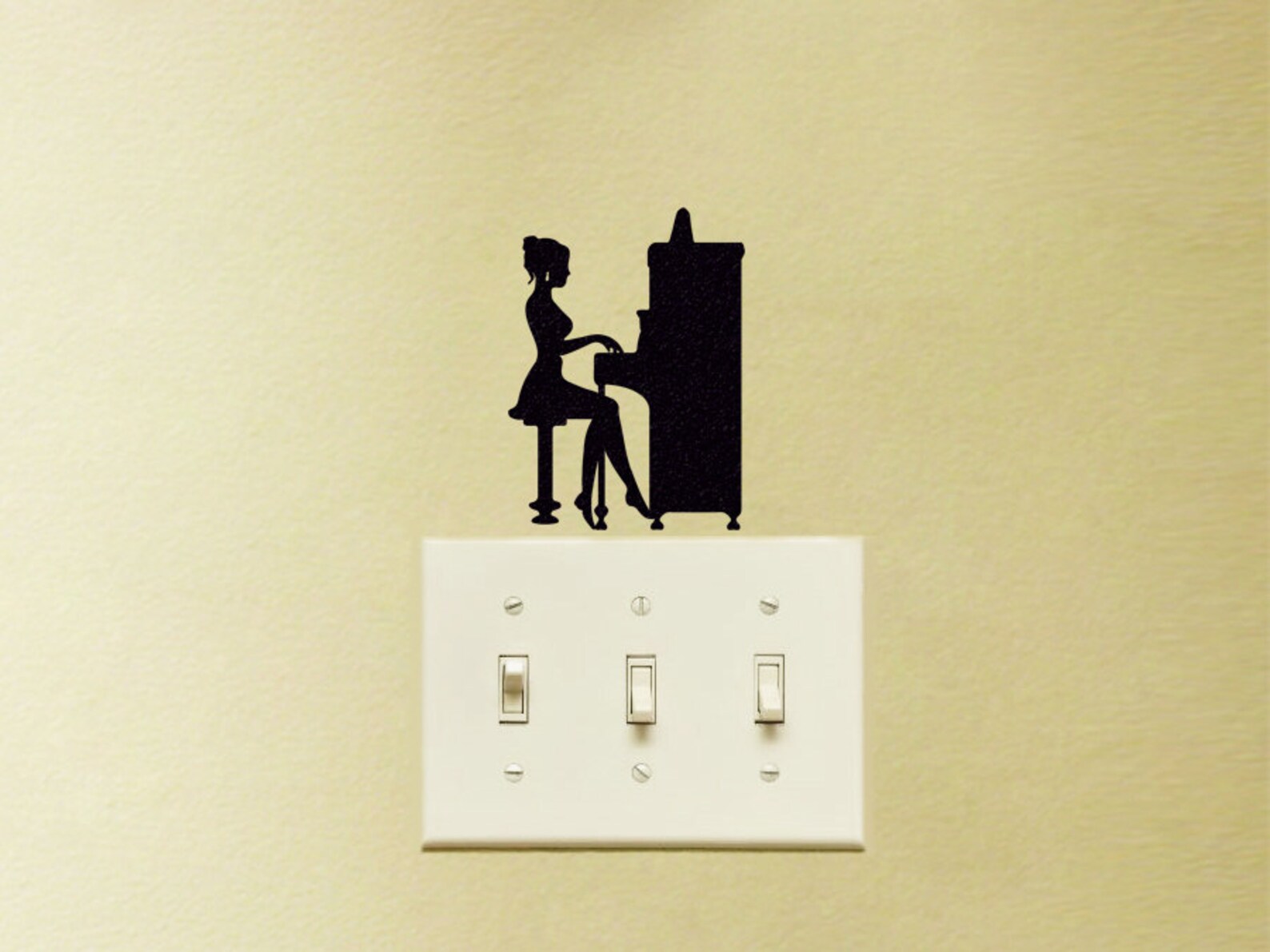 Piano Player Light Switch Fabric Decal Piano Wall Sticker Classical ...