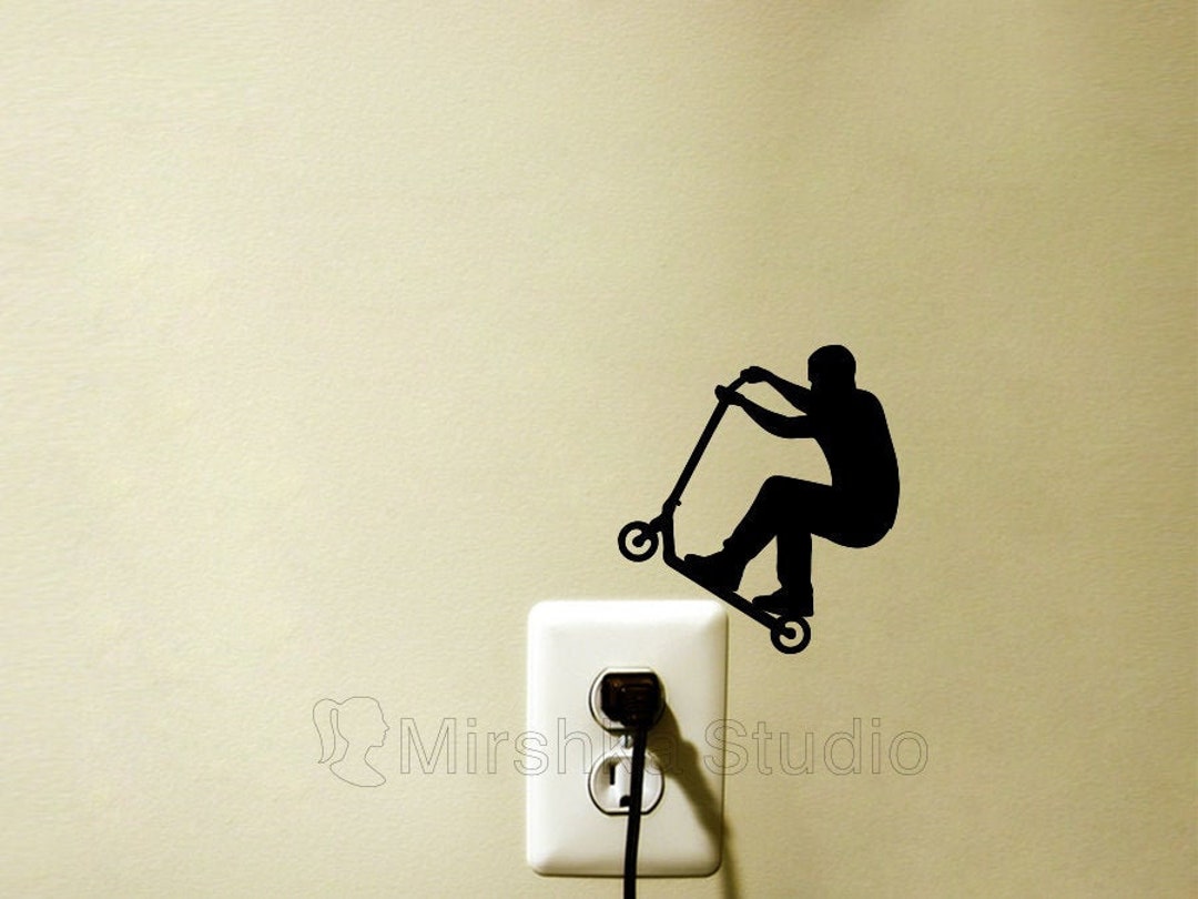 Scooter Light Switch Fabric Sticker Stunt Scooter Vinyl Wall Decal ...