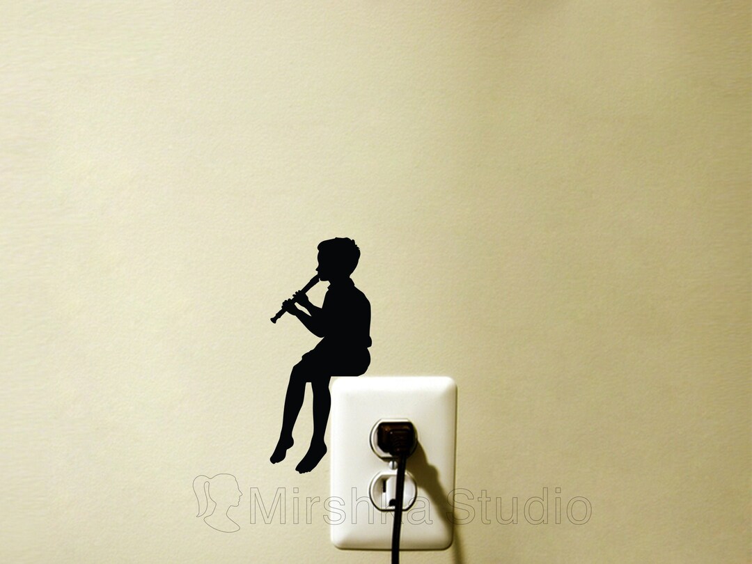 Boy Playing Recorder Flute Wall Sticker Music Wall Decor Musician Gifts ...