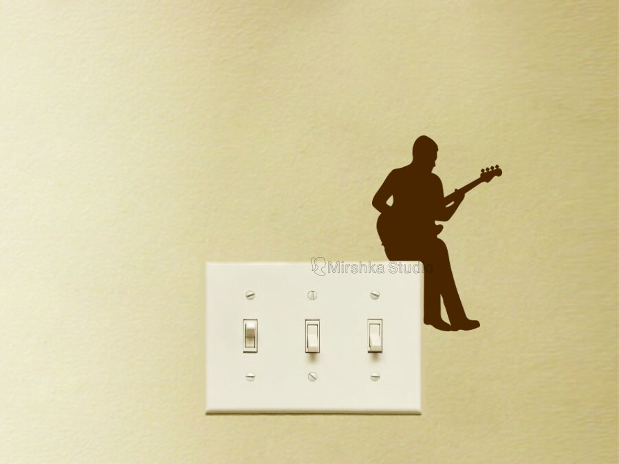 Bass Guitar Player Light Switch Decal Guitarist Wall Sticker - Etsy