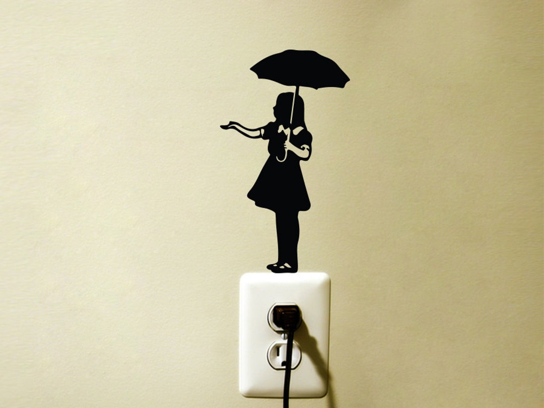 Umbrella Girl Velvet Wall Decal Teen Girl Room Decor Banksy Wall ...