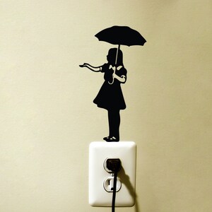 Umbrella Girl Velvet Wall Decal Teen Girl Room Decor Banksy Wall ...