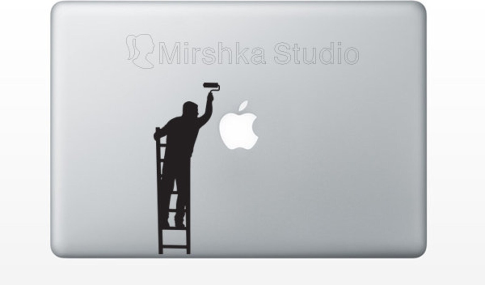 Man Painting Wall Fabric Sticker Ladder Decor Cool Laptop | Etsy