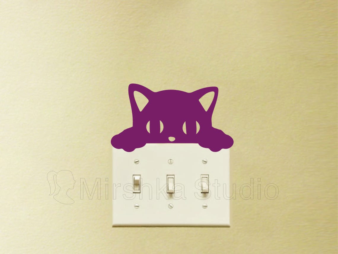 Cute Cat Light Switch Decal Peeking Cat Sticker Kids Room - Etsy