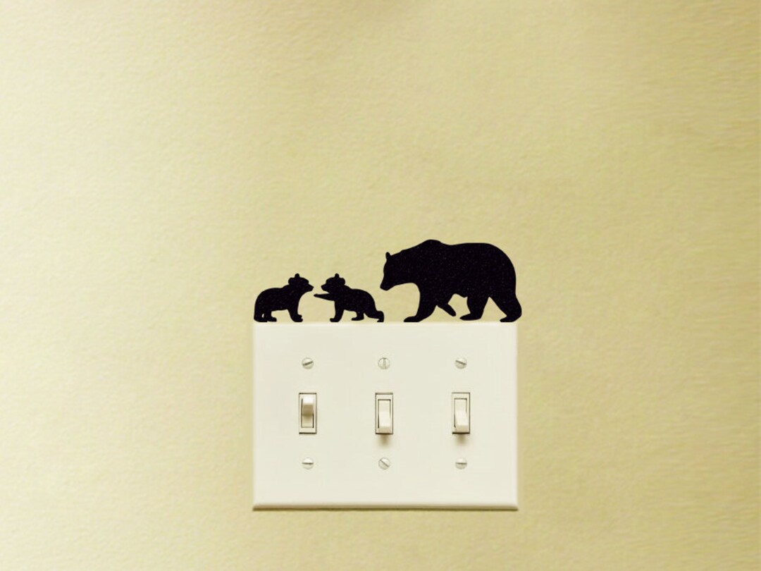 Three Bears Velvet Stickers Grizzly Bear Wall Decal Mama Bear Laptop ...
