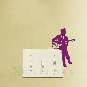 Cool Guitar Player Light Switch Sticker Boy Guitarist Fabric Wall Decal ...