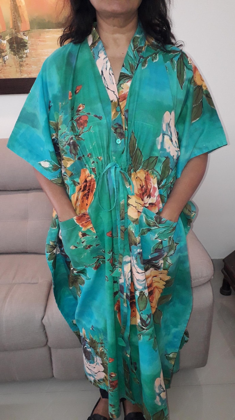 Post Surgery Kaftan, Mastectomy Kaftan, Front Open Cotton Kaftan, Plus ...