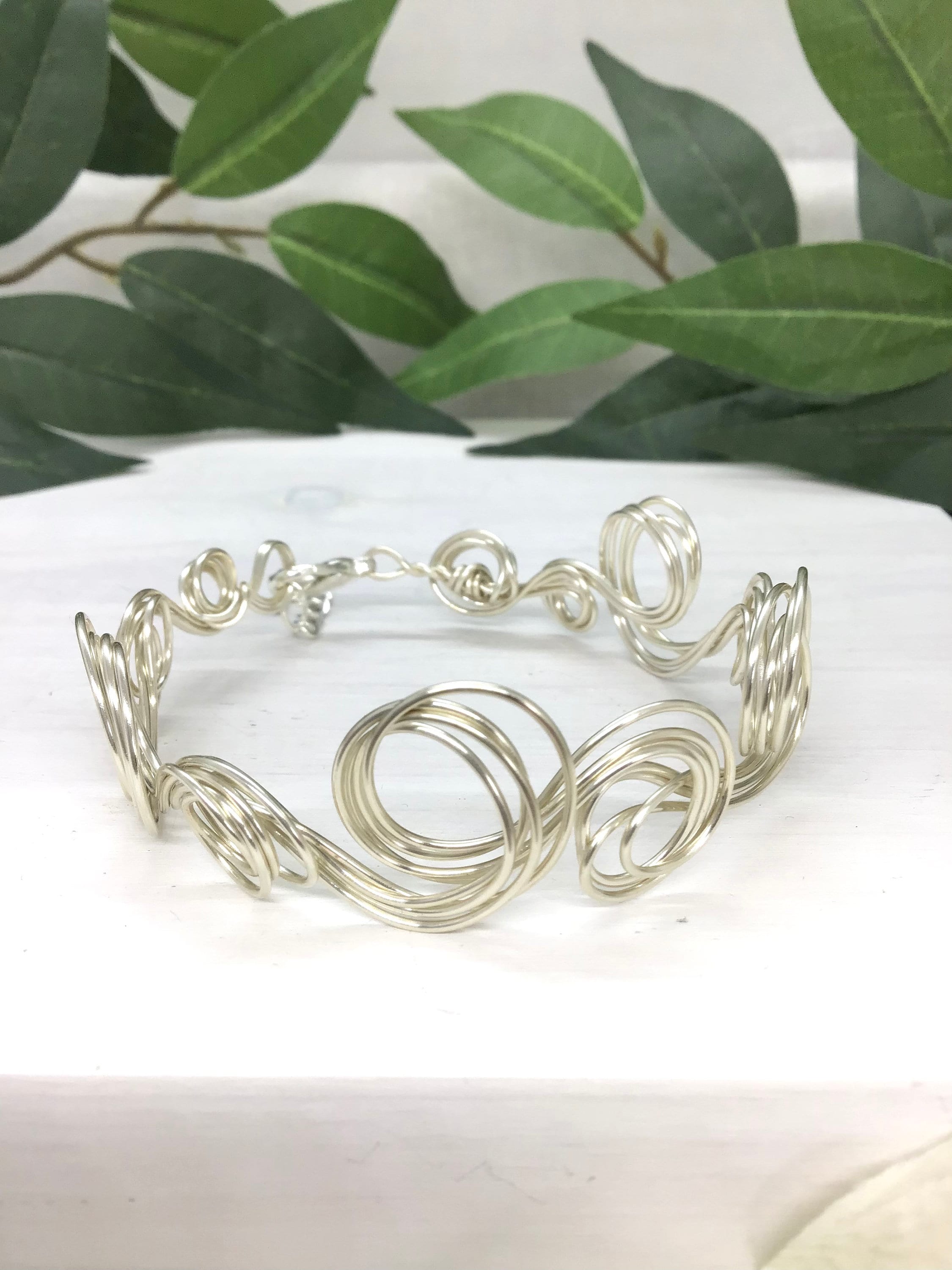 Silver Bracelet Silver Wire Bracelet Wire Swirl Bracelet. - Etsy.de