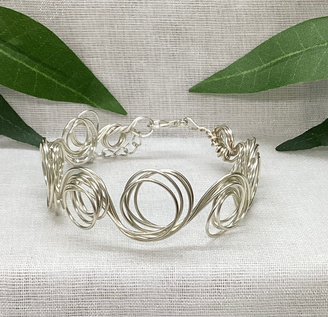 Silver Bracelet, Silver Wire Bracelet, Silver Wire Swirl Bracelet ...