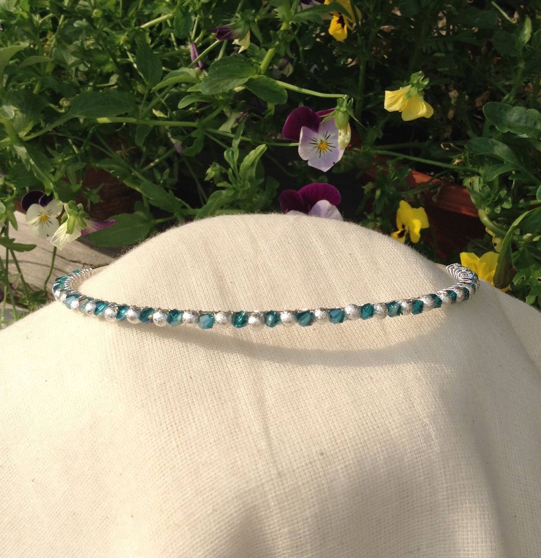 Teal Crystal and Silver Sparkle Tiara. Crystal and Silver Hairband ...