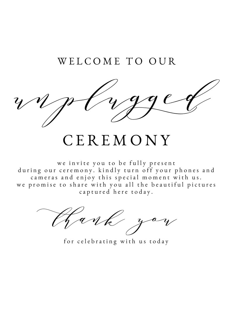 Unplugged Ceremony || Wedding Sign || Automatic Download || - Etsy