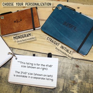 Monogrammed Leather Index Card Holder, 4"x6" Index Card Case ...