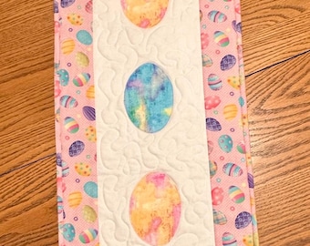 Reversible Quilted Table Runner 18" W X 42" Long Spring/easter Patchwork Design in Purple ...