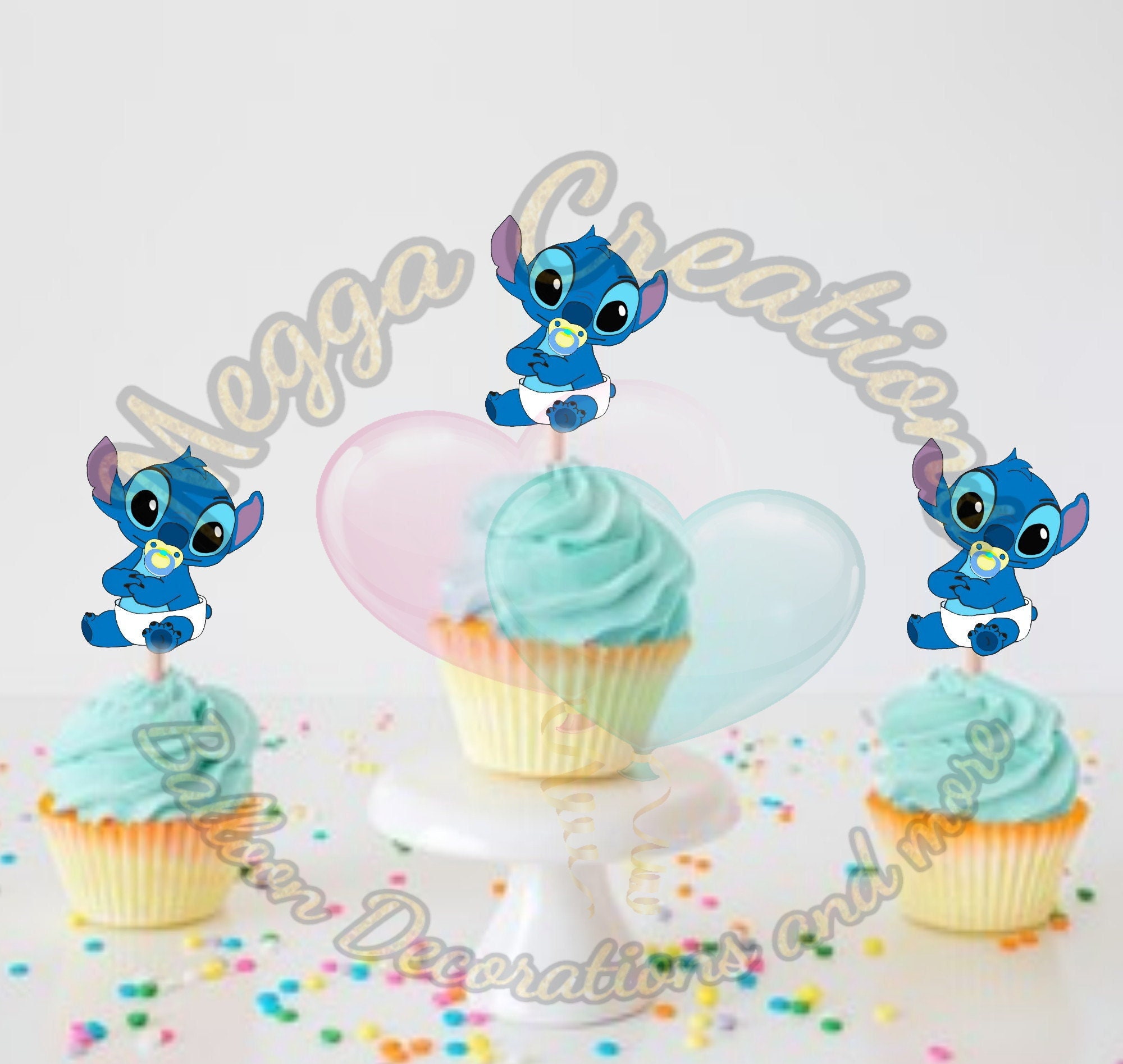 Stitch OR Angel Cupcake Toppers - Etsy