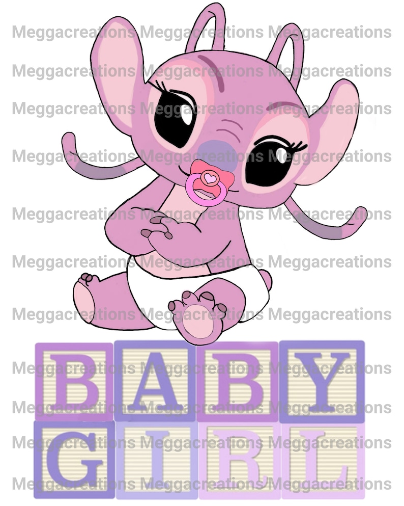 Baby Boy Stitch or Baby Girl Angel Centerpiece Double Sided - Etsy