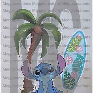 Ohana Stitch Surfboard and Palmtree Cake Topper - Etsy