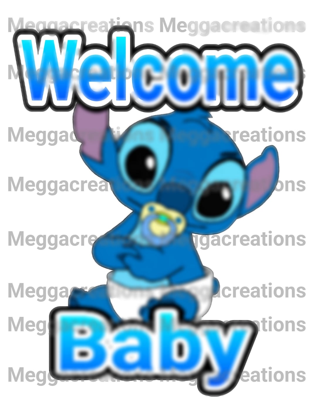 Stitch "welcome Baby" - PNG Digital Download - Etsy